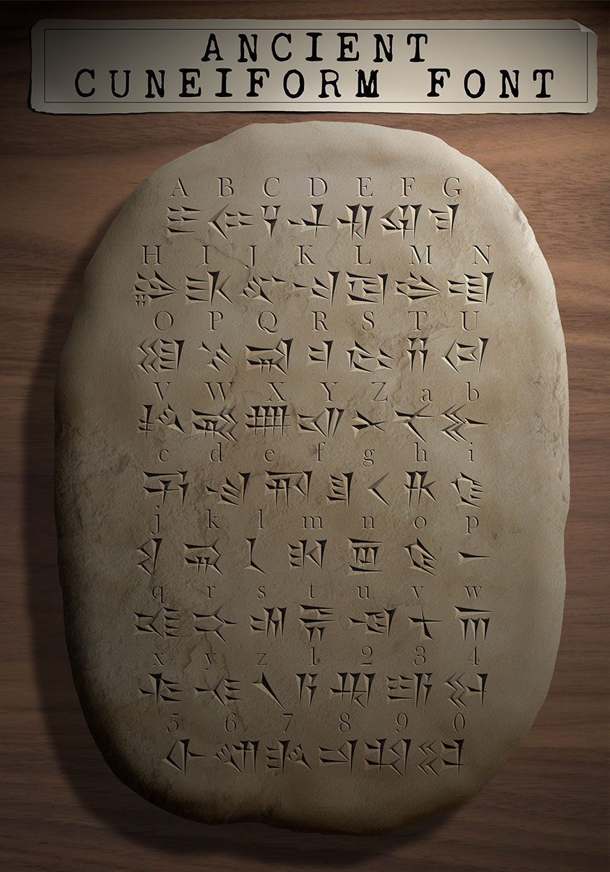 Ancient Cthulhu Cuneiform Text TTF Font File For Making RPG Prop 